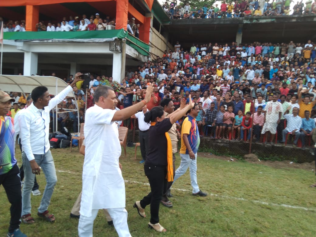Commonwealth victorious Nayanmani Saikia walks the street in Lakhipur ...
